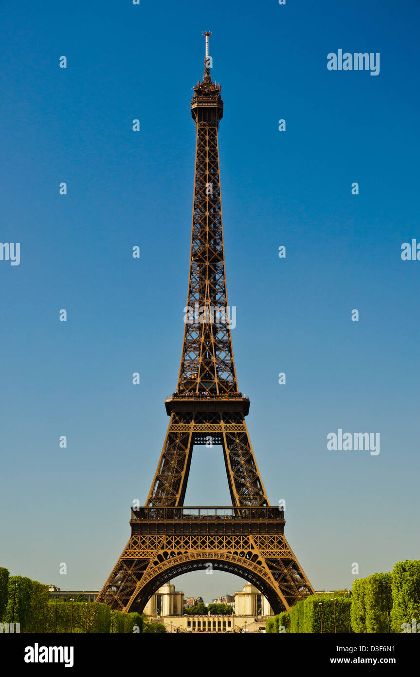 Eiffel Tower in portrait orientation with blue sky Stock Photo - Alamy