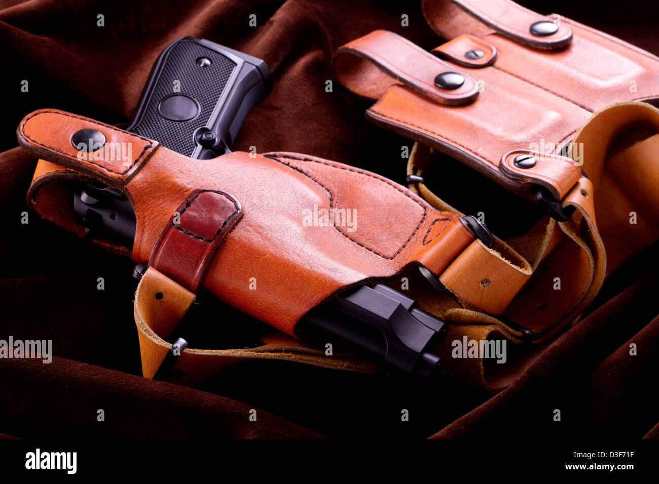 Detail view of a realistic airsoft gun isolated on a white background ...