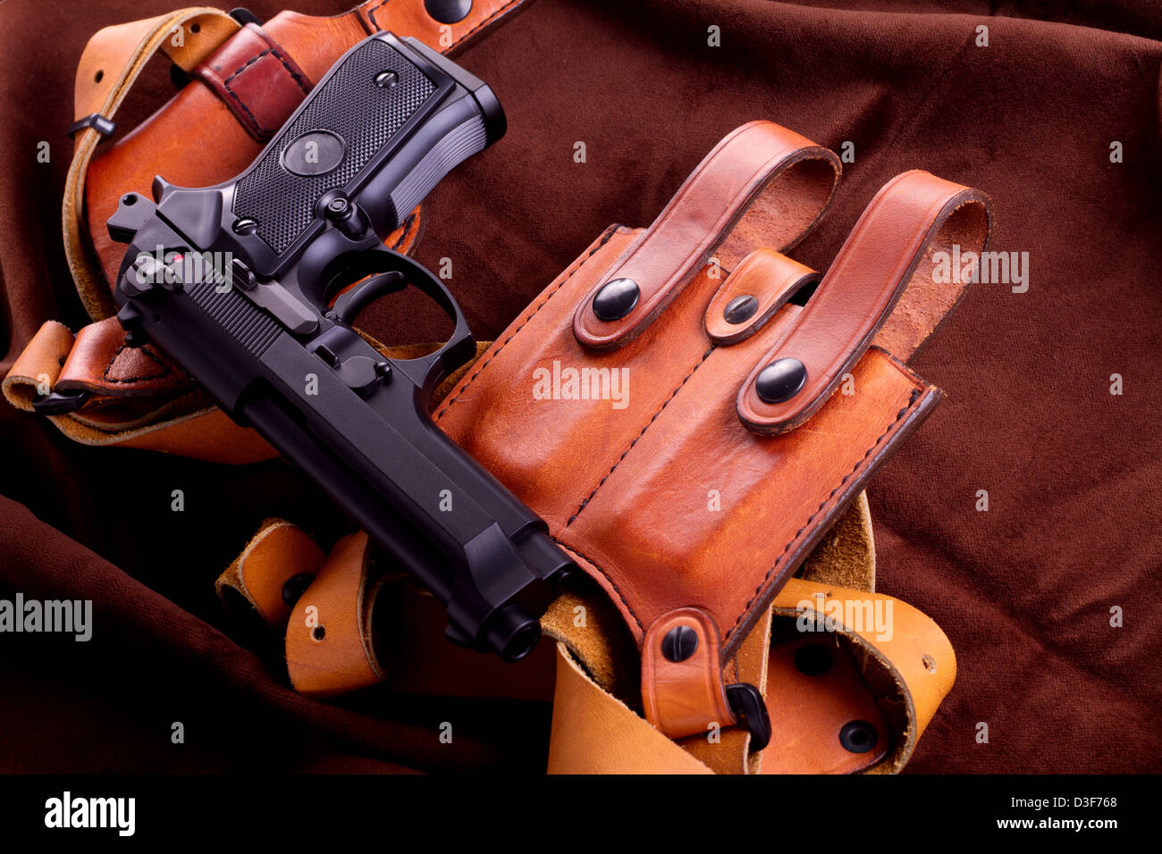 Detail view of a realistic airsoft gun isolated on a white background ...
