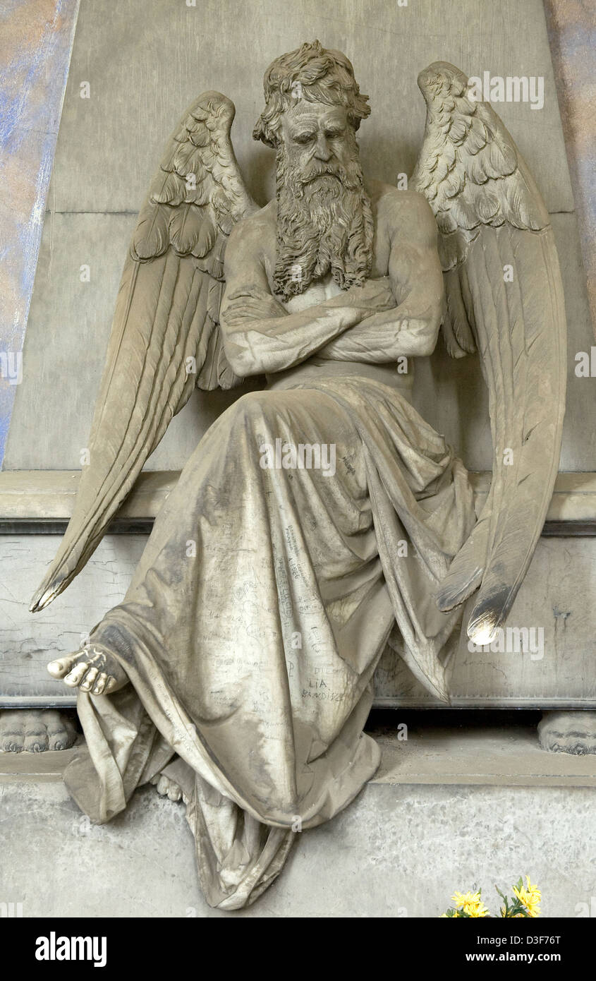 Genoa, Italy, grave sculpture on Monumental cemetery Staglieno Stock ...