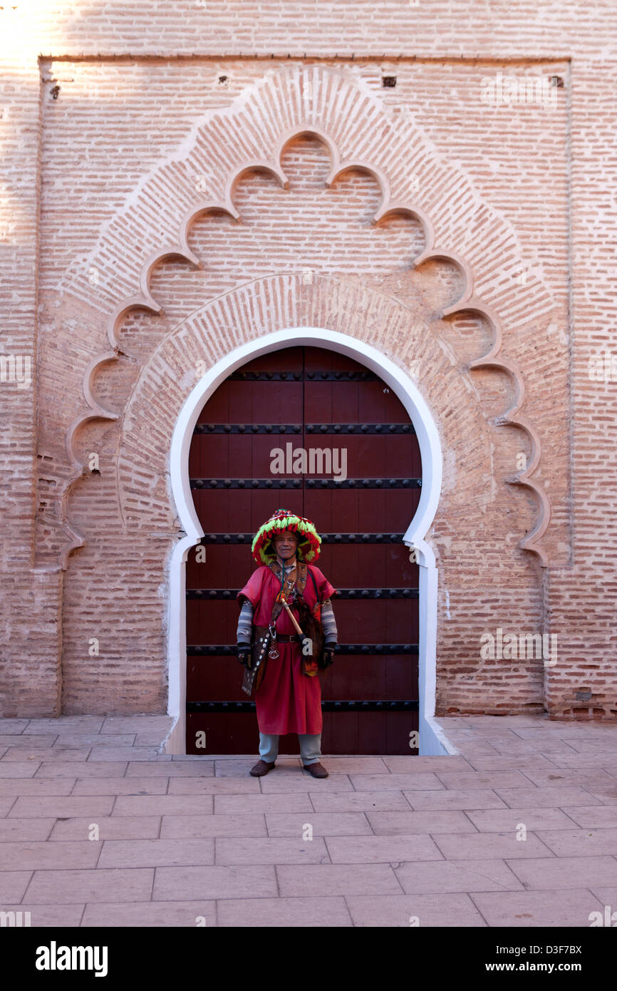 Morocco, Marrakesh, traditional historic archway at the Koutoubia ...