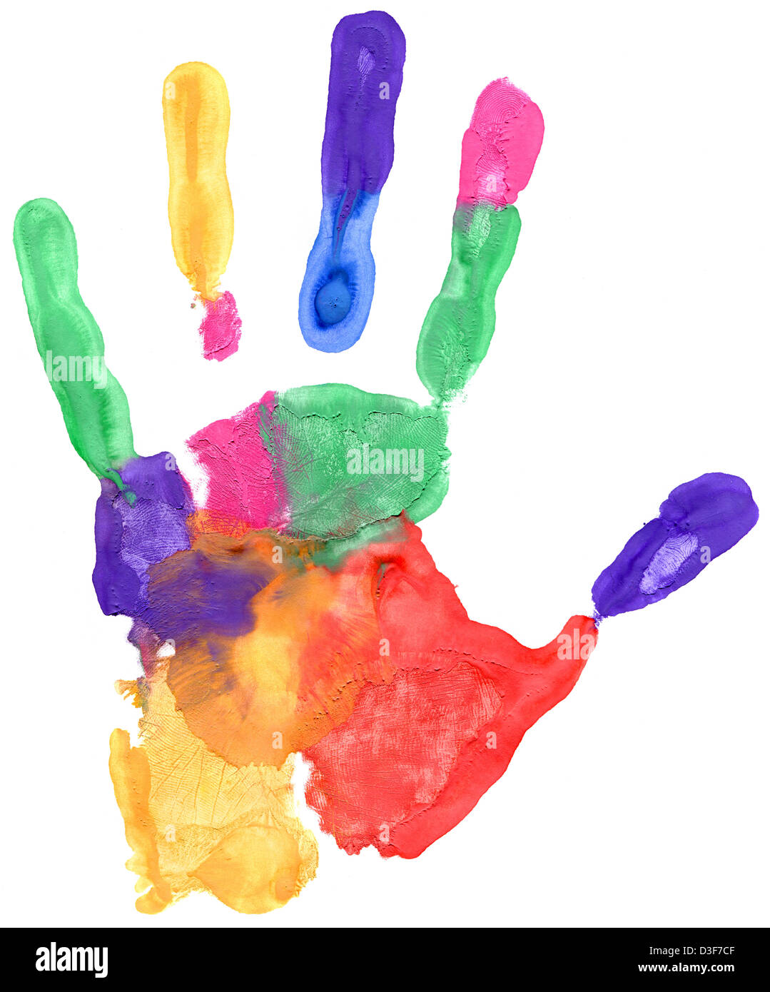 Close up of colored hand print on white background Stock Photo - Alamy