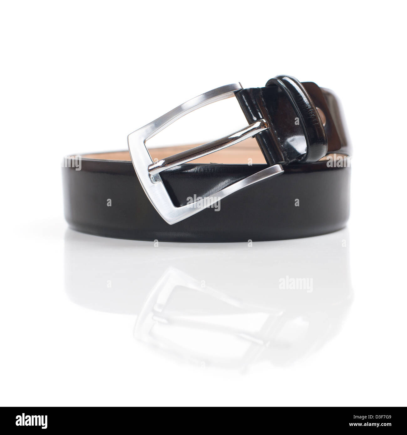 Black belt with reflection on a white background Stock Photo - Alamy