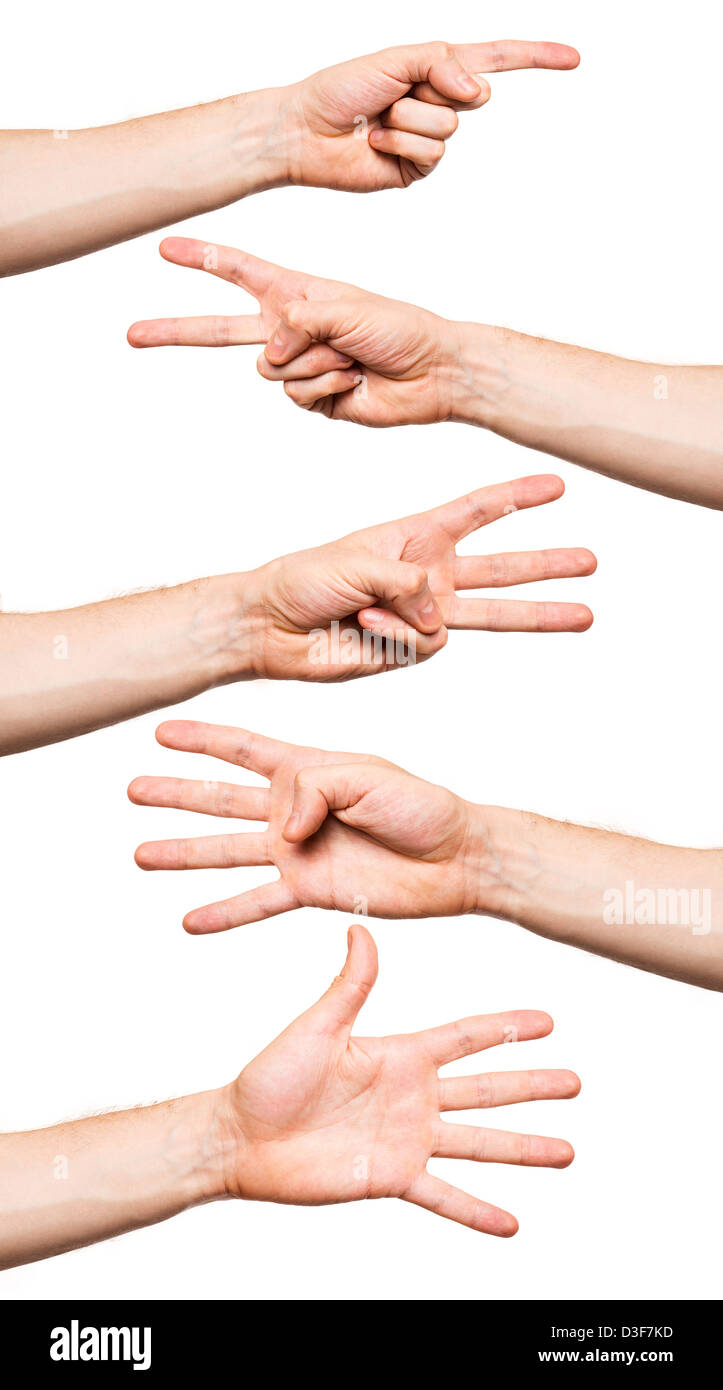 Set of male hands isolated on white background Stock Photo - Alamy