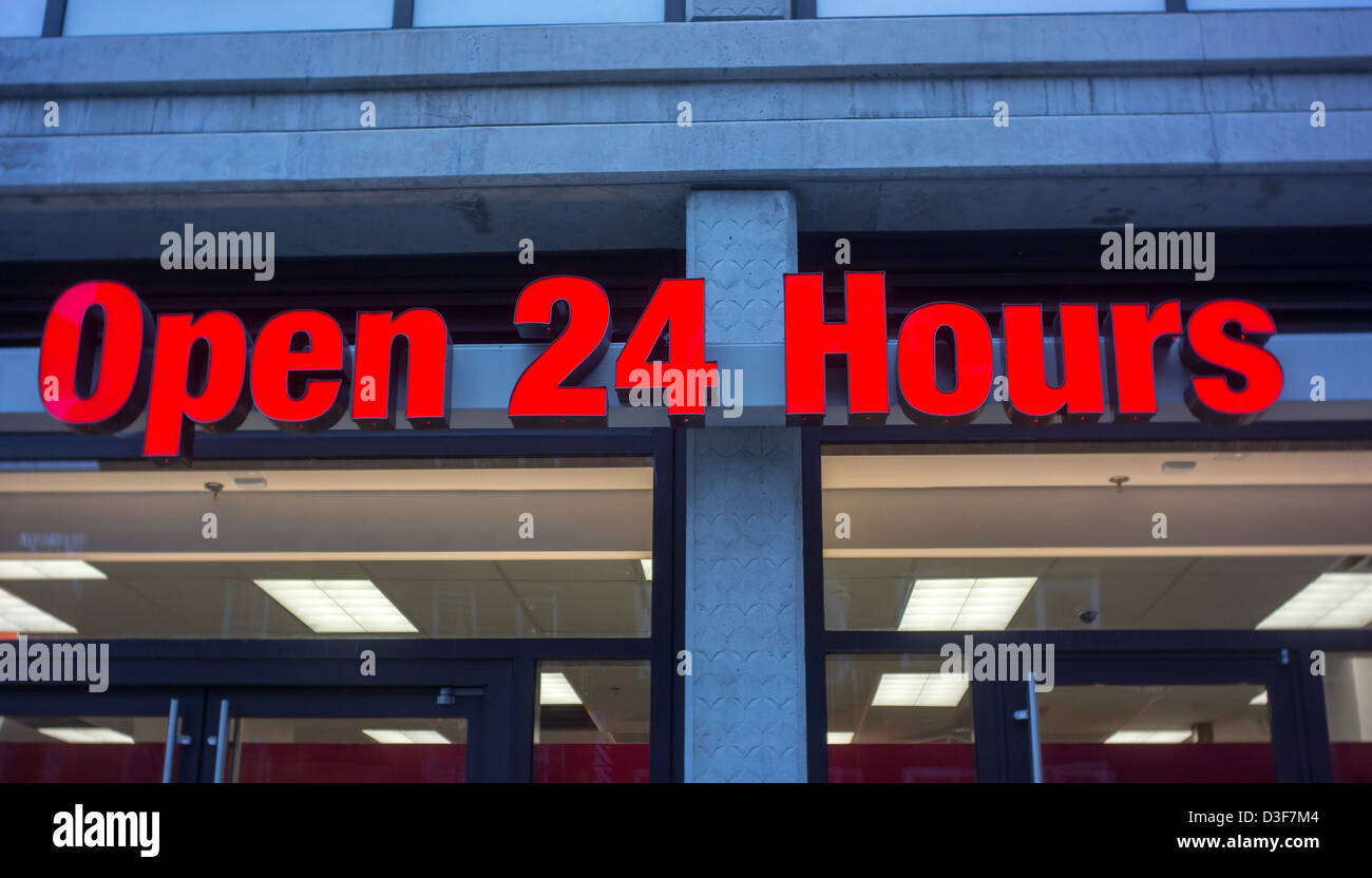 24 hours sign hi-res stock photography and images - Alamy