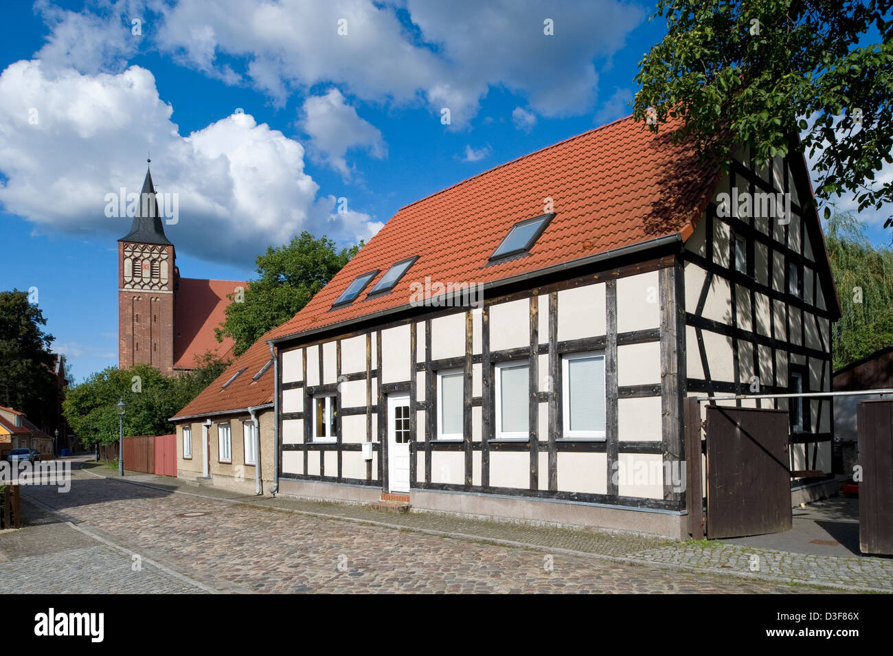 Baruth / Mark, Germany, the church street with church of St Sebastian ...