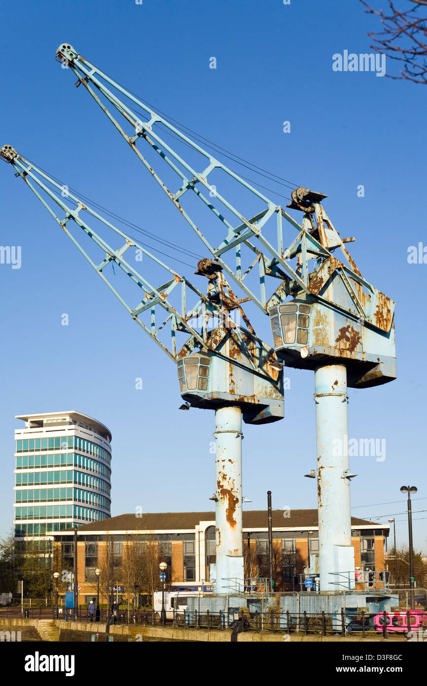 Old Cranes, Salford Quays,Manchester docks Stock Photo - Alamy