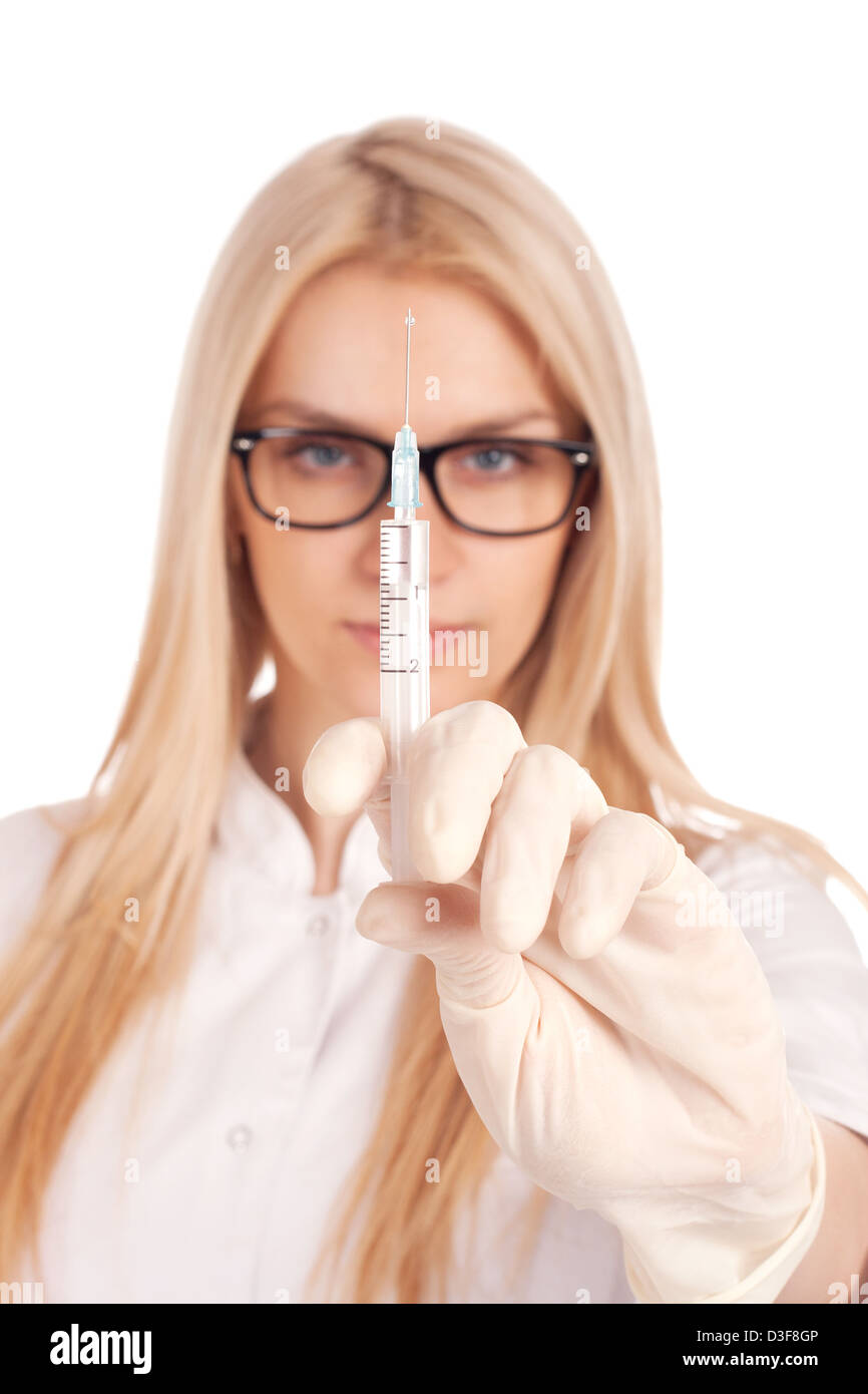 Medical doctor with syringe Stock Photo - Alamy