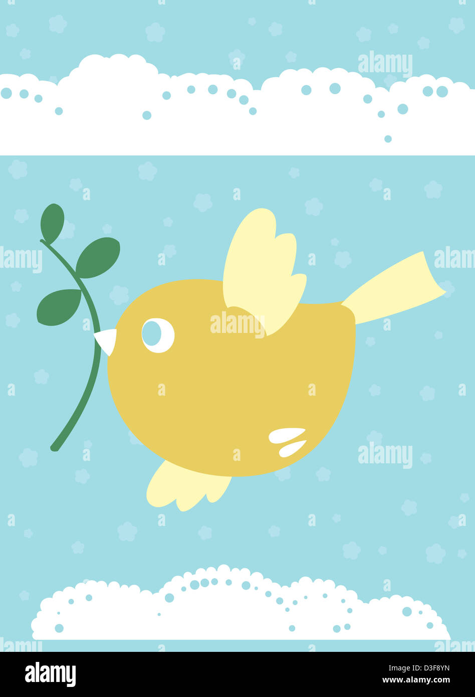 Spring bird flies with good news Stock Photo - Alamy