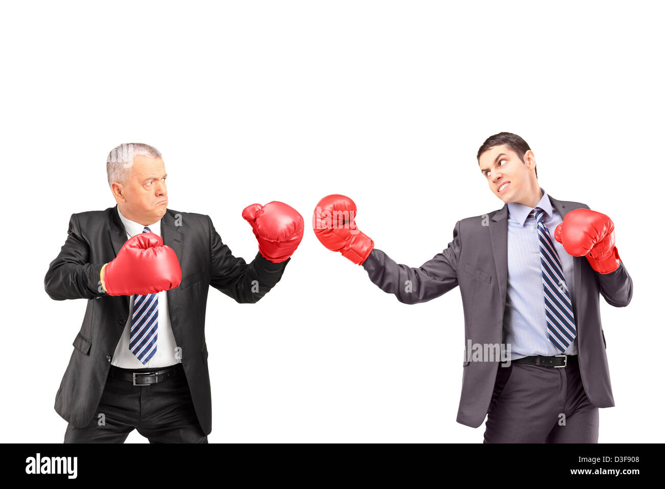Businessmen boxing isolated on white background Stock Photo - Alamy