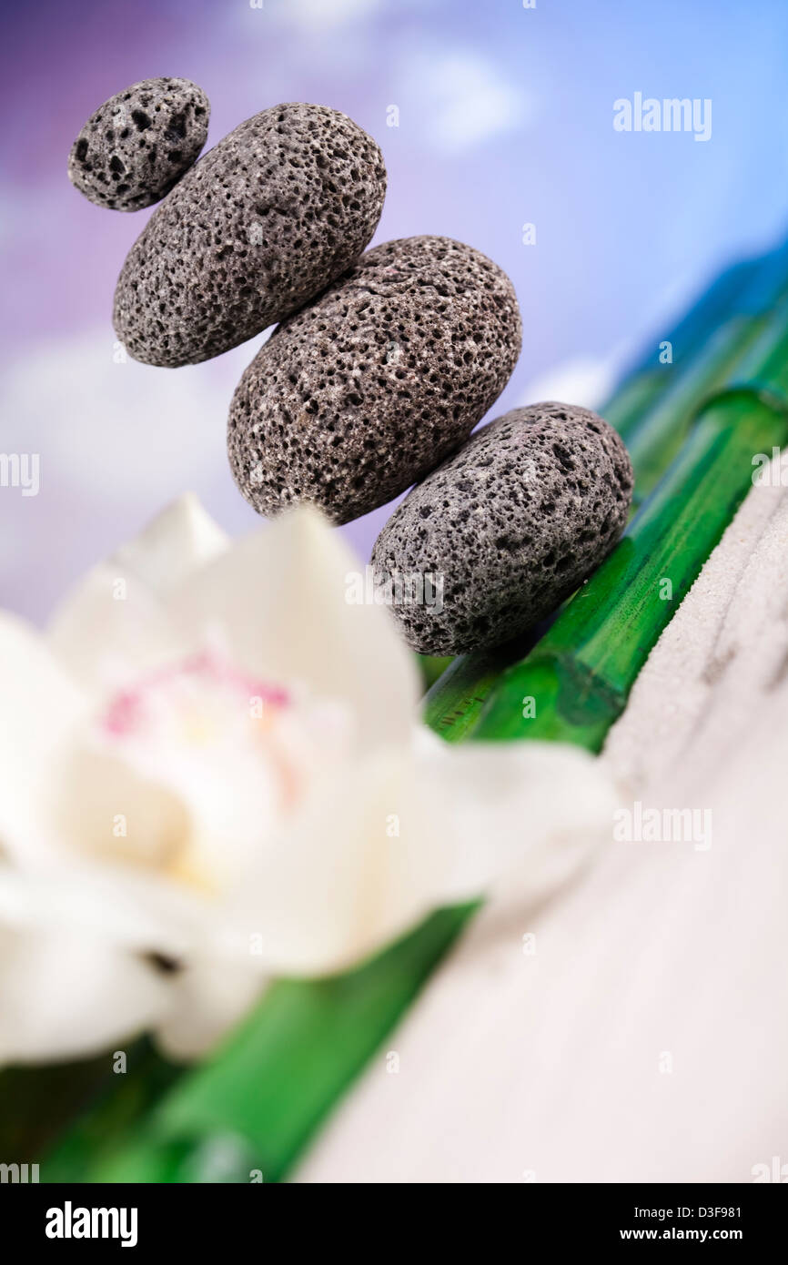 Spa still life with white flowers Stock Photo - Alamy
