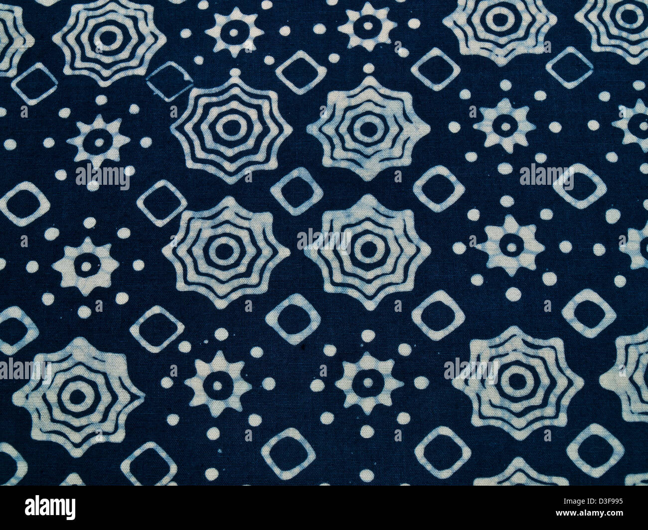 Blue batik fabric with repettition pattern as background from ...