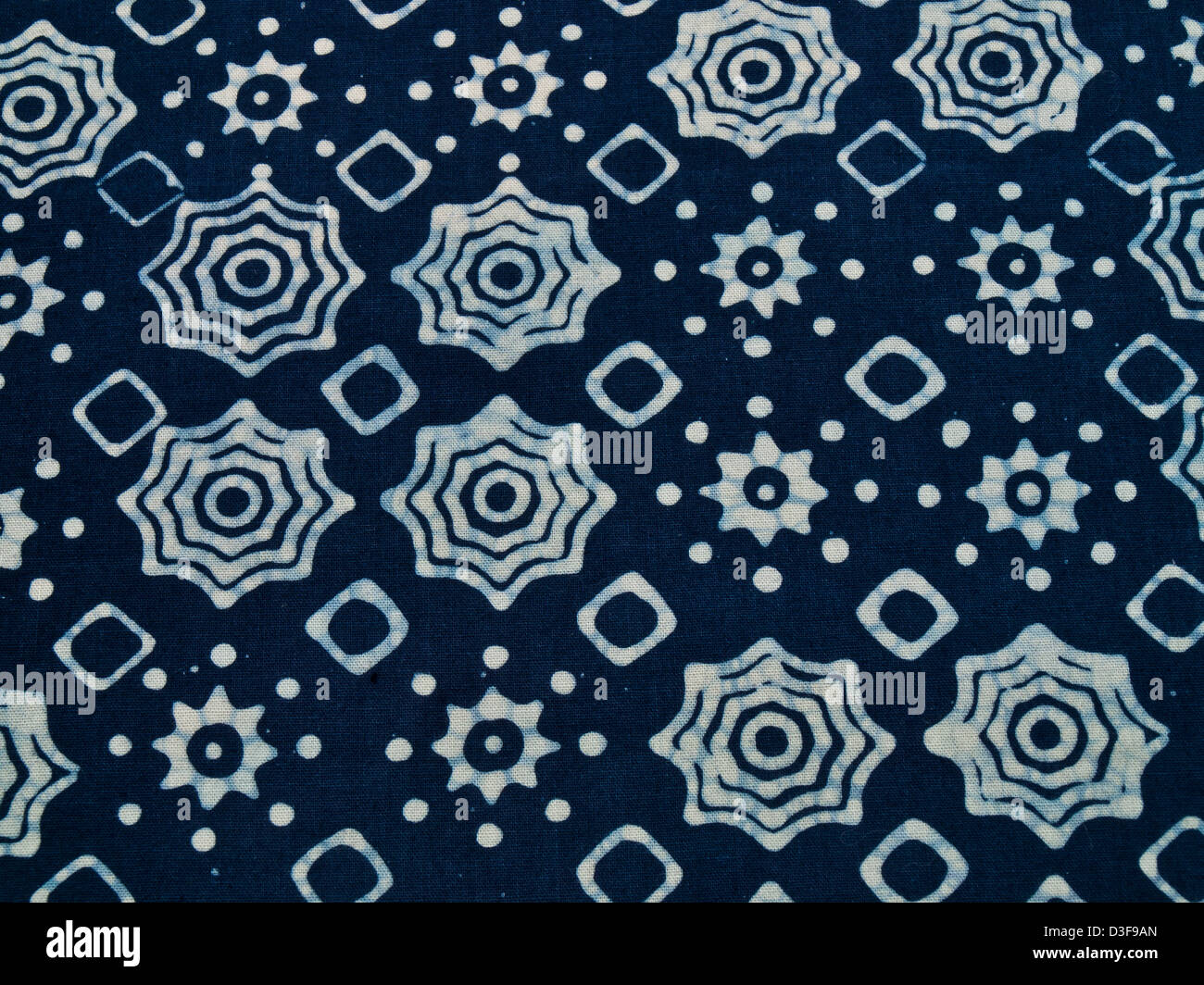 Blue batik fabric with repettition pattern as background from ...