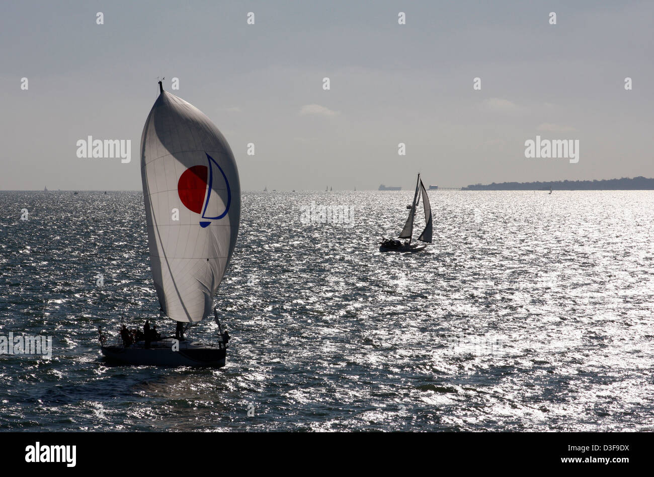 Sunsail yacht in the English Channel between Portsmouth Harbour and The ...