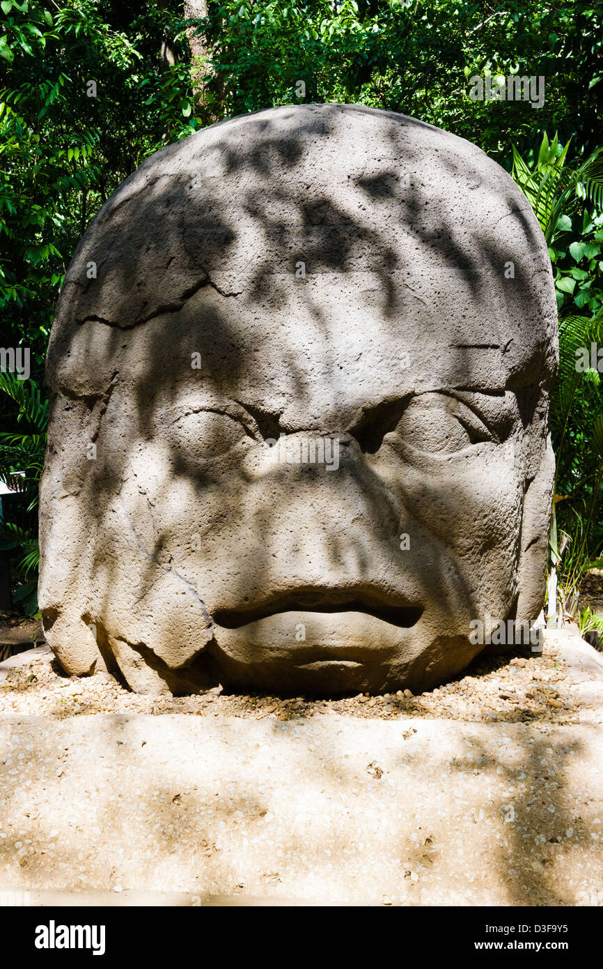 Monument 4 Olmec colossal head at La Venta. Villahermosa, Tabasco ...