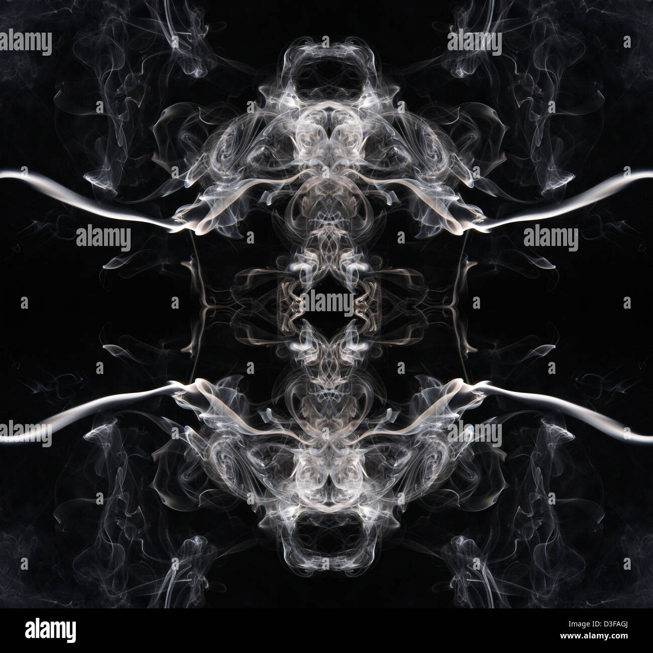 digitally created symmetrical pattern of smoke rising and swirling ...