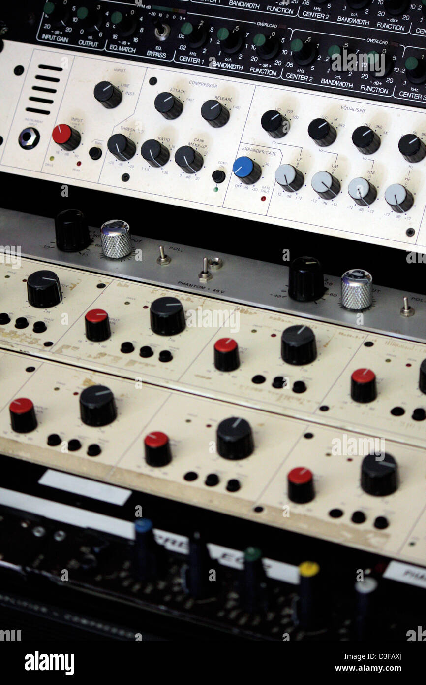 Partial view of a professional studio mixing table Stock Photo - Alamy