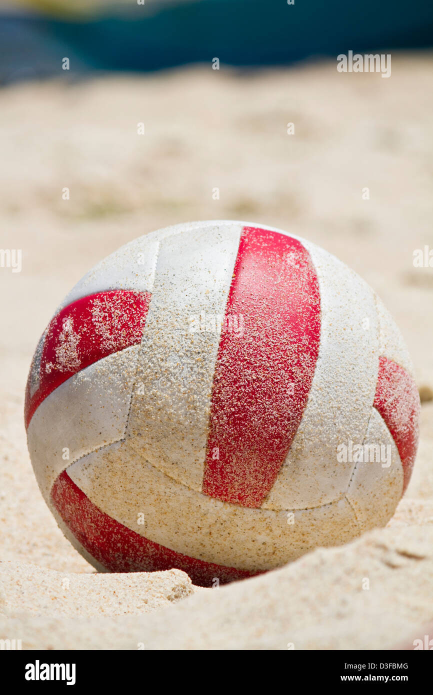 Close view detail of a beach ball covered in sand on a beach Stock ...