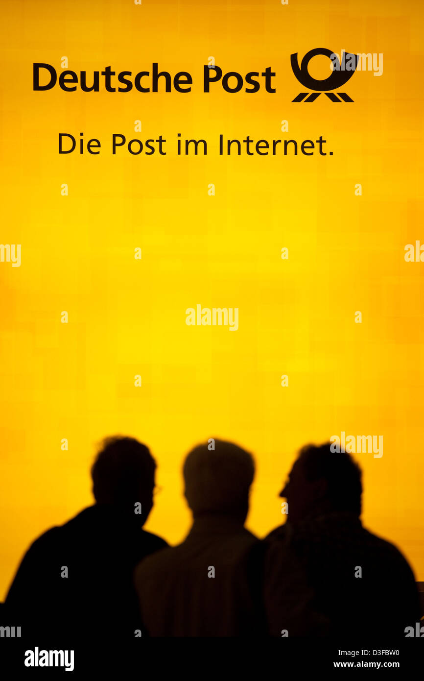 Berlin, Germany, writing in the German Post Internet and silhouettes of ...