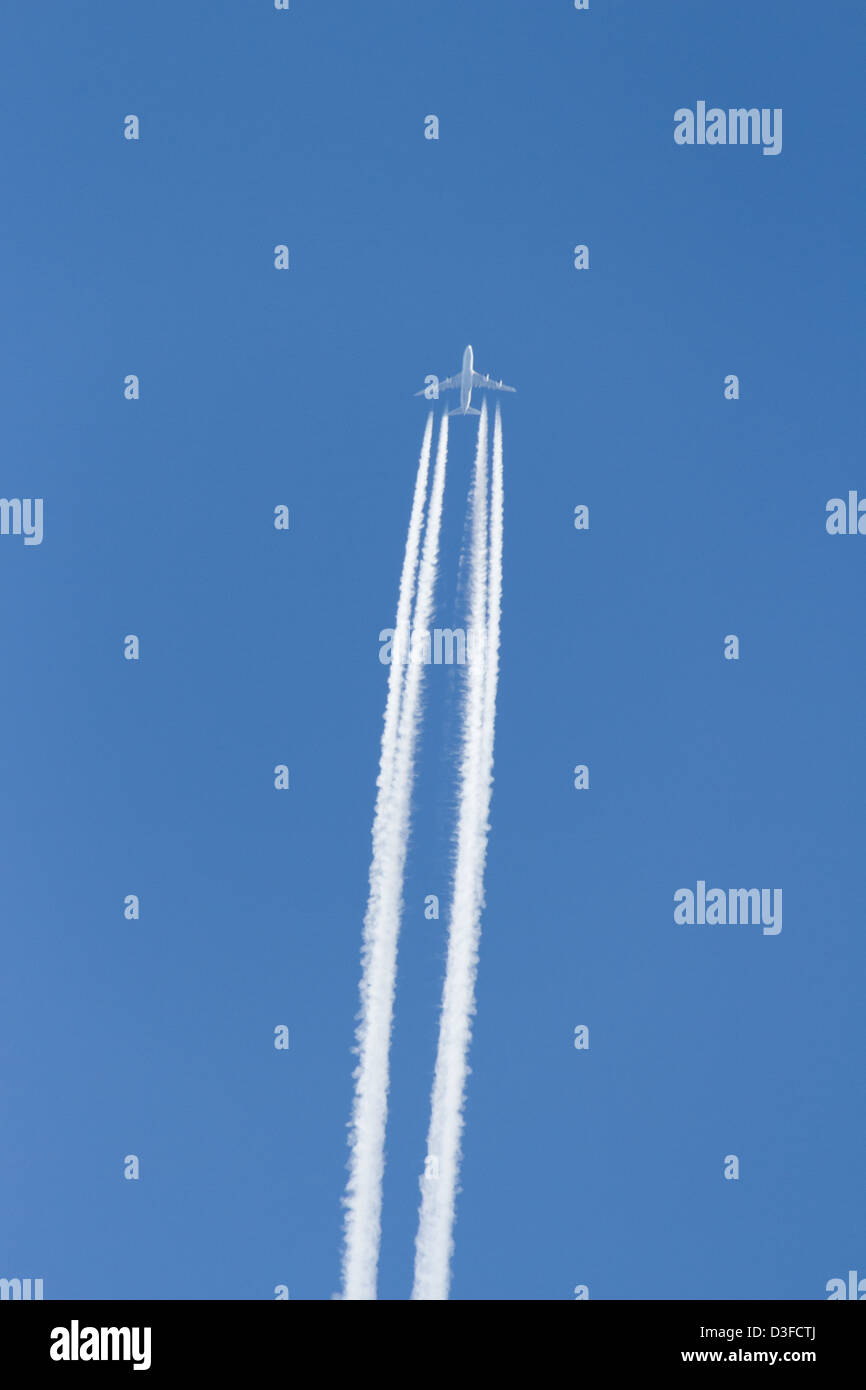 Airplane Sky track with blue sky Stock Photo - Alamy
