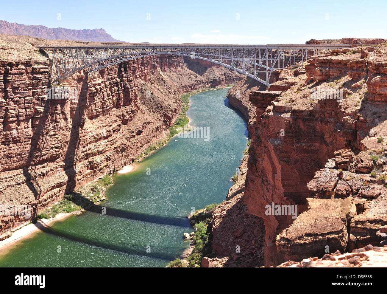The Navajo Bridges span the Colorado River at Marble Canyon in the ...