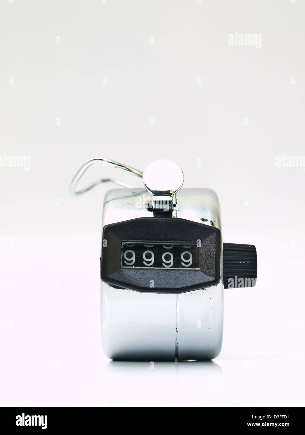 Hand held tally counter isolated on white Stock Photo - Alamy