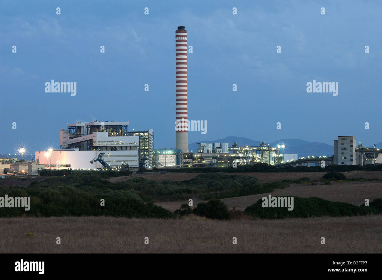 Porto Torres, Italy, the thermoelectric power plant Fiume Santo E. ON ...