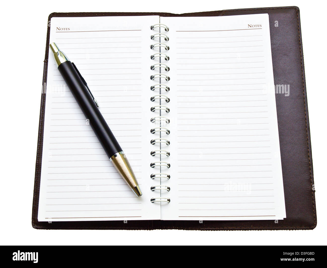 Opened pocket notebook and ballpen on the right Stock Photo - Alamy