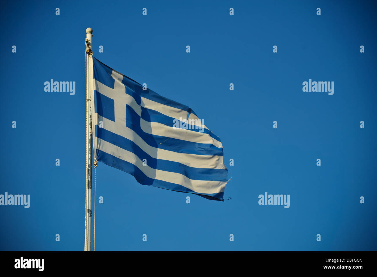Greek Flag (pole on the left Stock Photo - Alamy