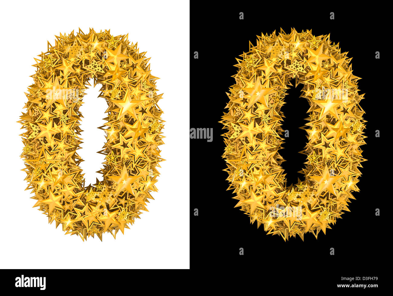 Gold shiny stars number 0 Stock Photo - Alamy