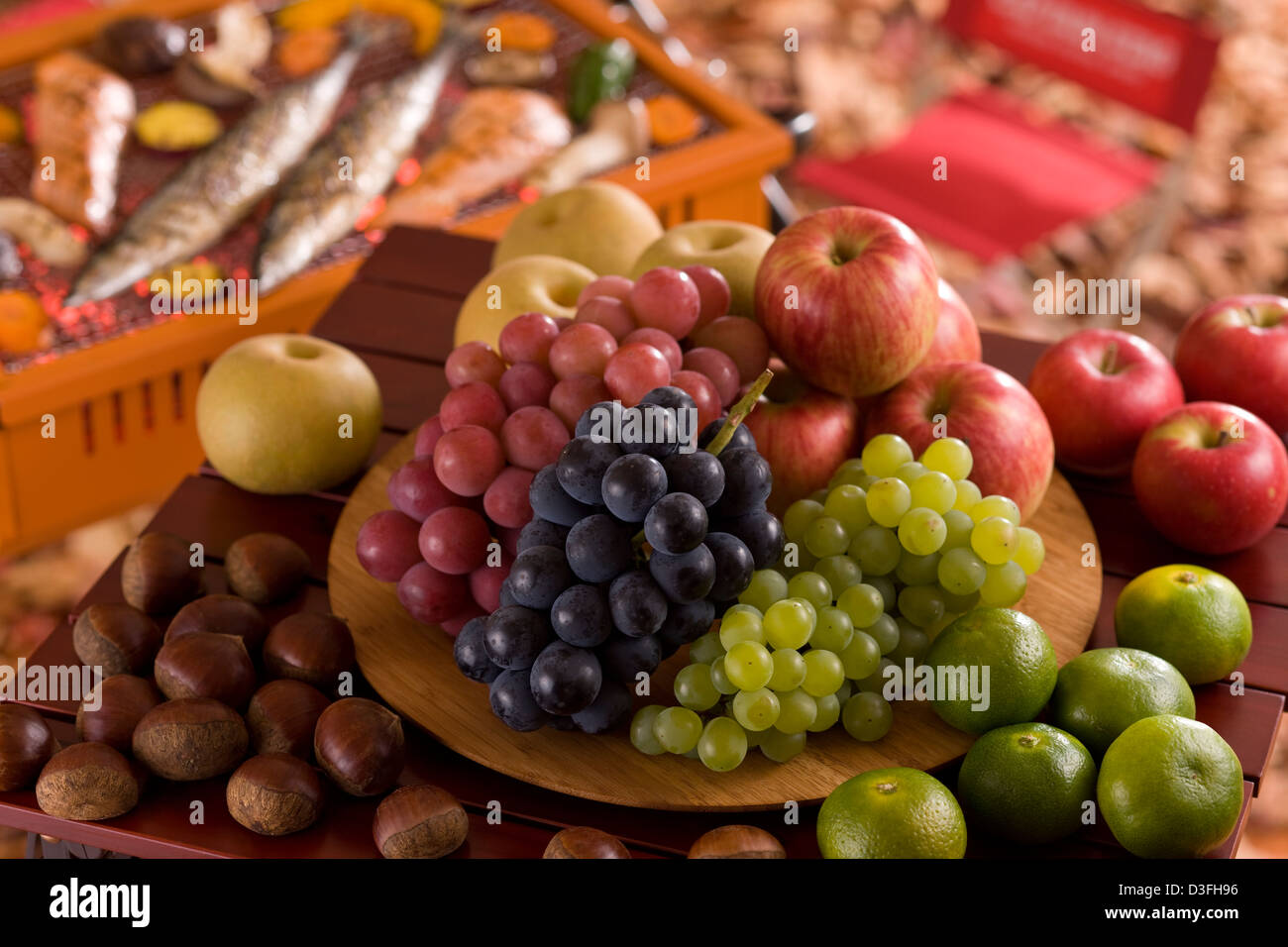 Autumn Fruit and Barbecue Stock Photo - Alamy