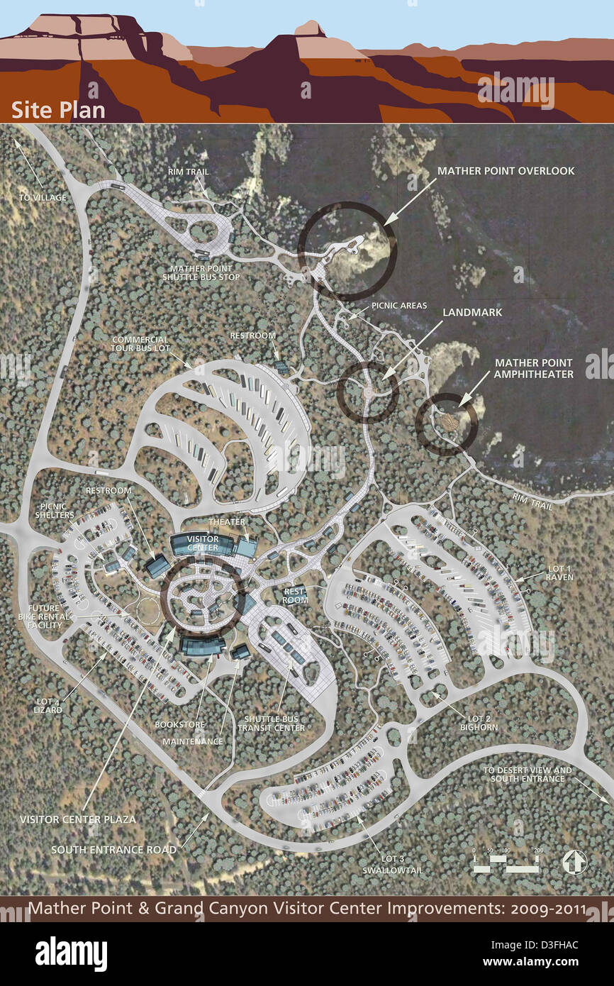 The Grand Canyon Visitor Center, located at Mather Point, features a ...