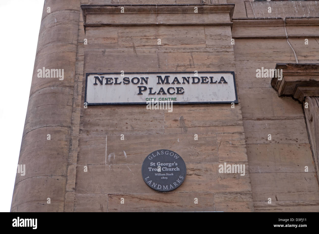 Nelson Mandela Place, a street sign In Glasgow Scotland Stock Photo - Alamy