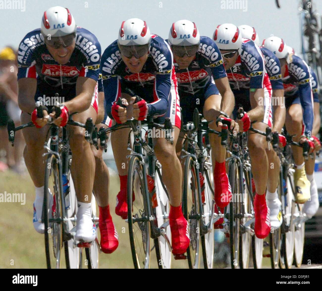 (dpa) - The Team Alessio is cycling in line during the fourth stage of ...