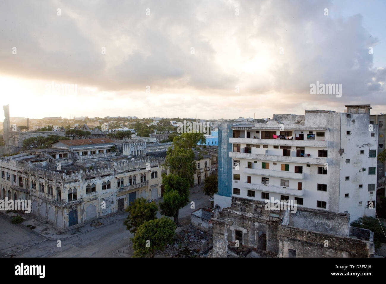 A high viewpoint from a building at the Uruba AMISOM military base ...