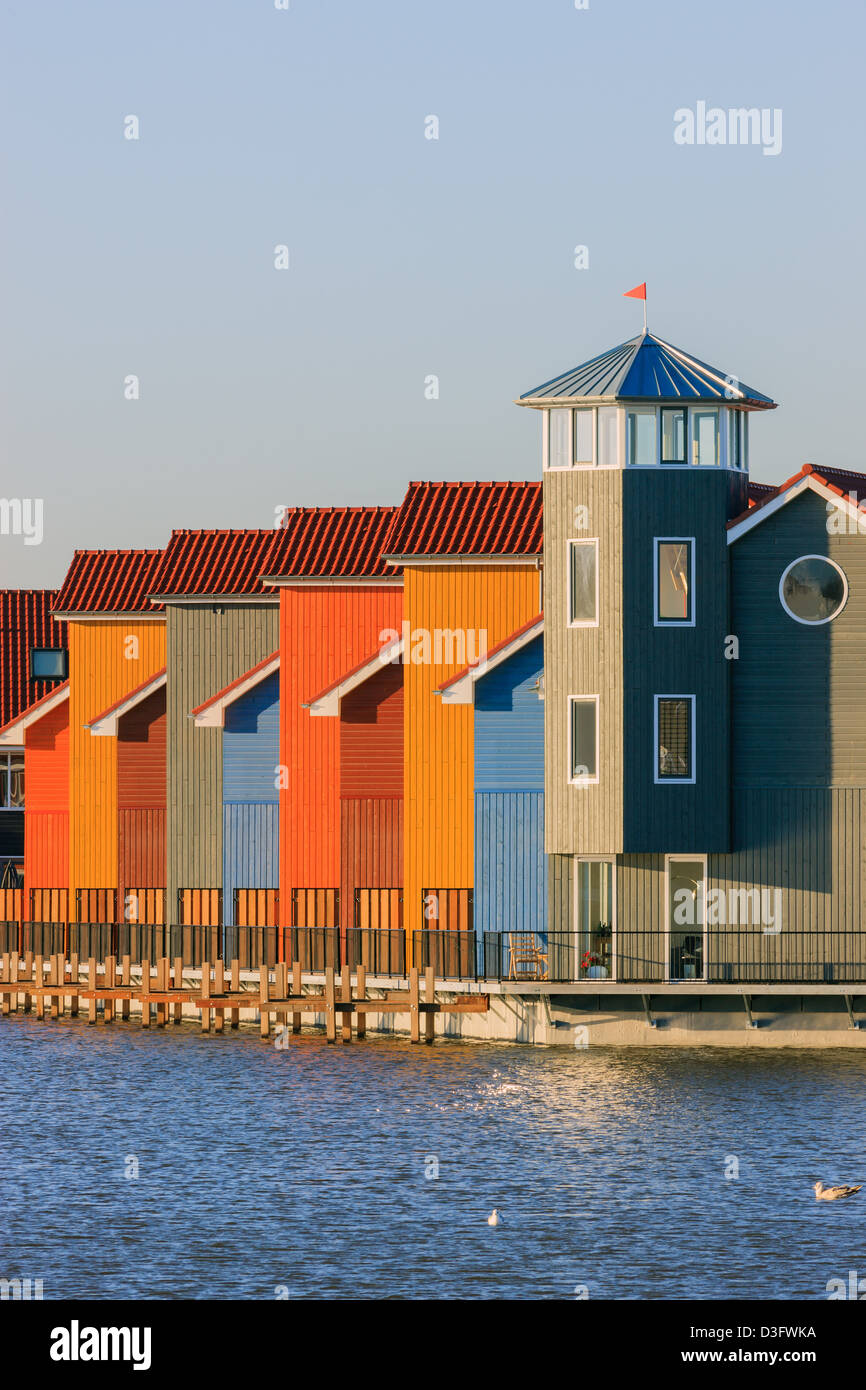 Colorful houses reitdiephaven harbor hi-res stock photography and ...