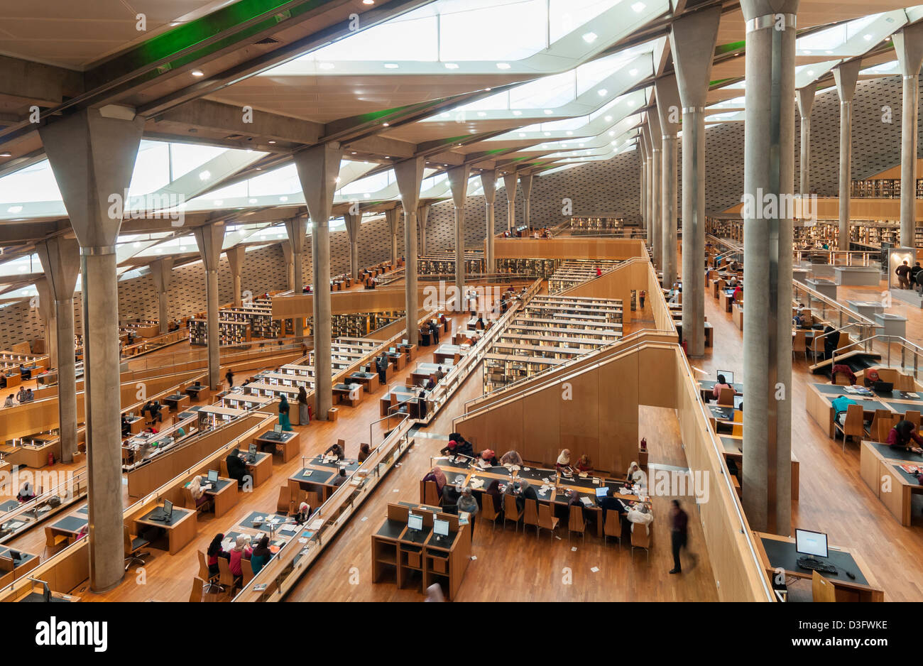 Interior of Main Reading Room of Bibliotheca Alexandrina (Library of ...