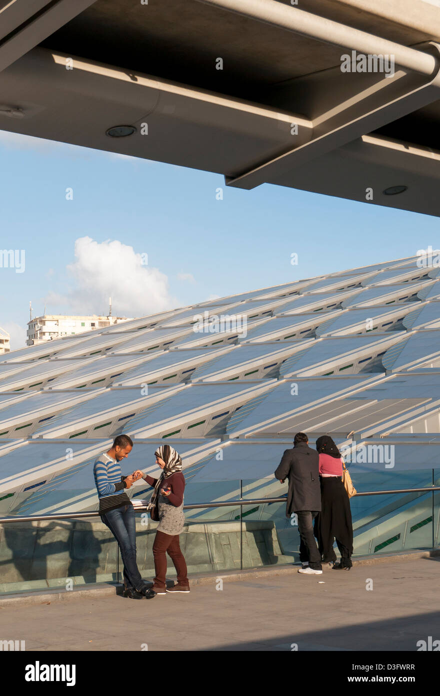 Young People outside Bibliotheca Alexandrina (Library of Alexandria ...