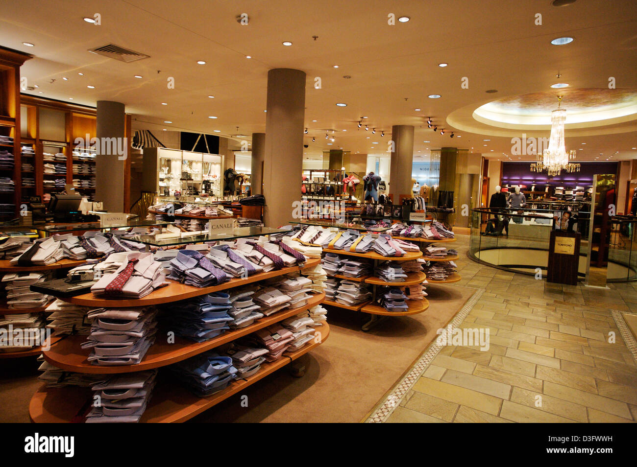 Interior of the upmarket mens retail in Brown Thomas store on Grafton ...