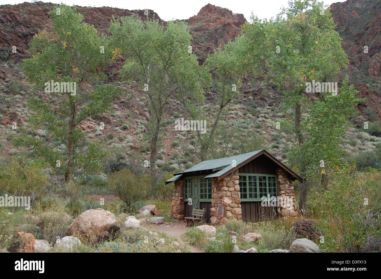 Phantom Ranch Cabin, located along the Colorado River at Grand Canyon ...