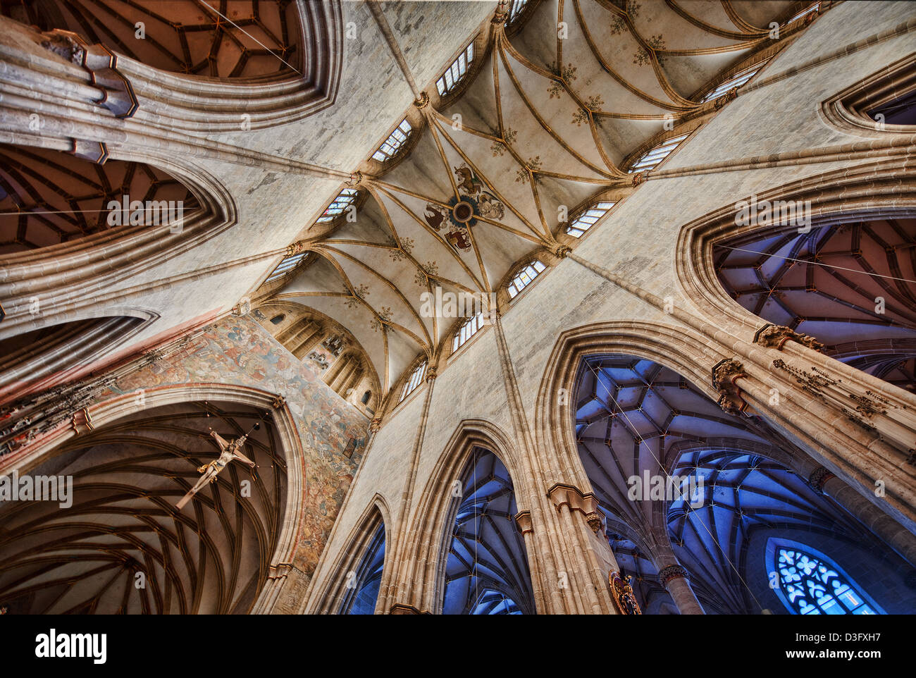 The interior of Ulm Minster in Germany, a Gothic church begun in the ...