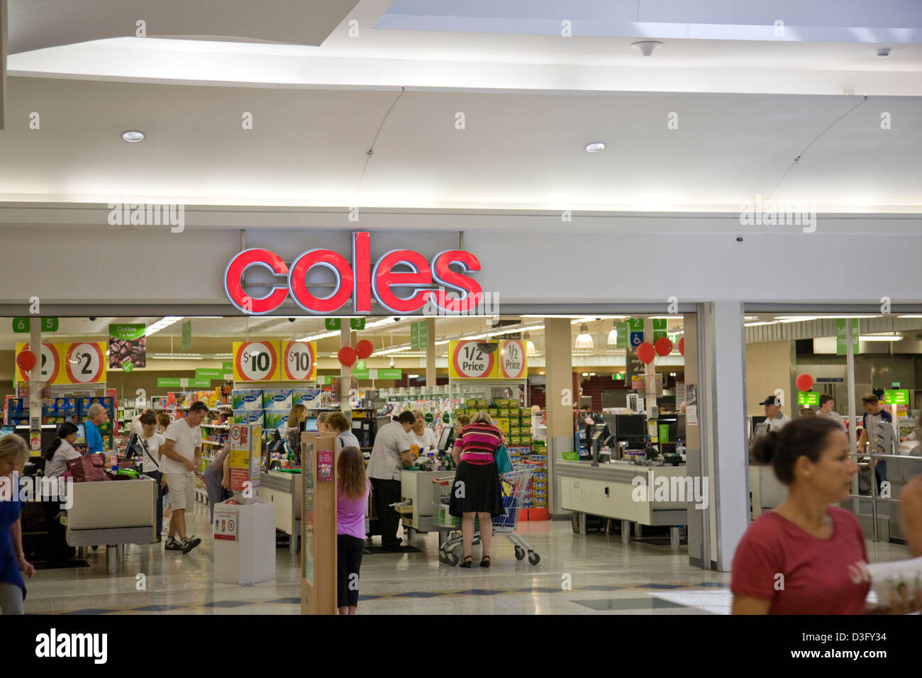 Coles supermarket store in Australia with customers buying food and ...