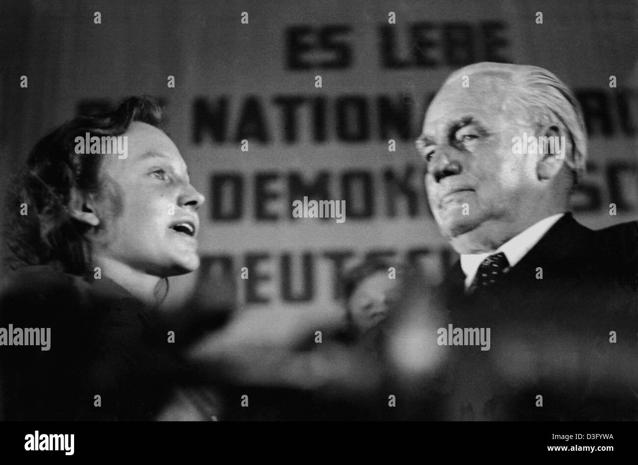 (dpa files) - A young member of parliament congratulates Wilhelm Pieck ...