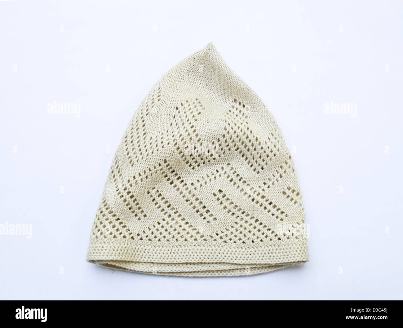 Gray thread knitted hat isolated on white background Stock Photo - Alamy