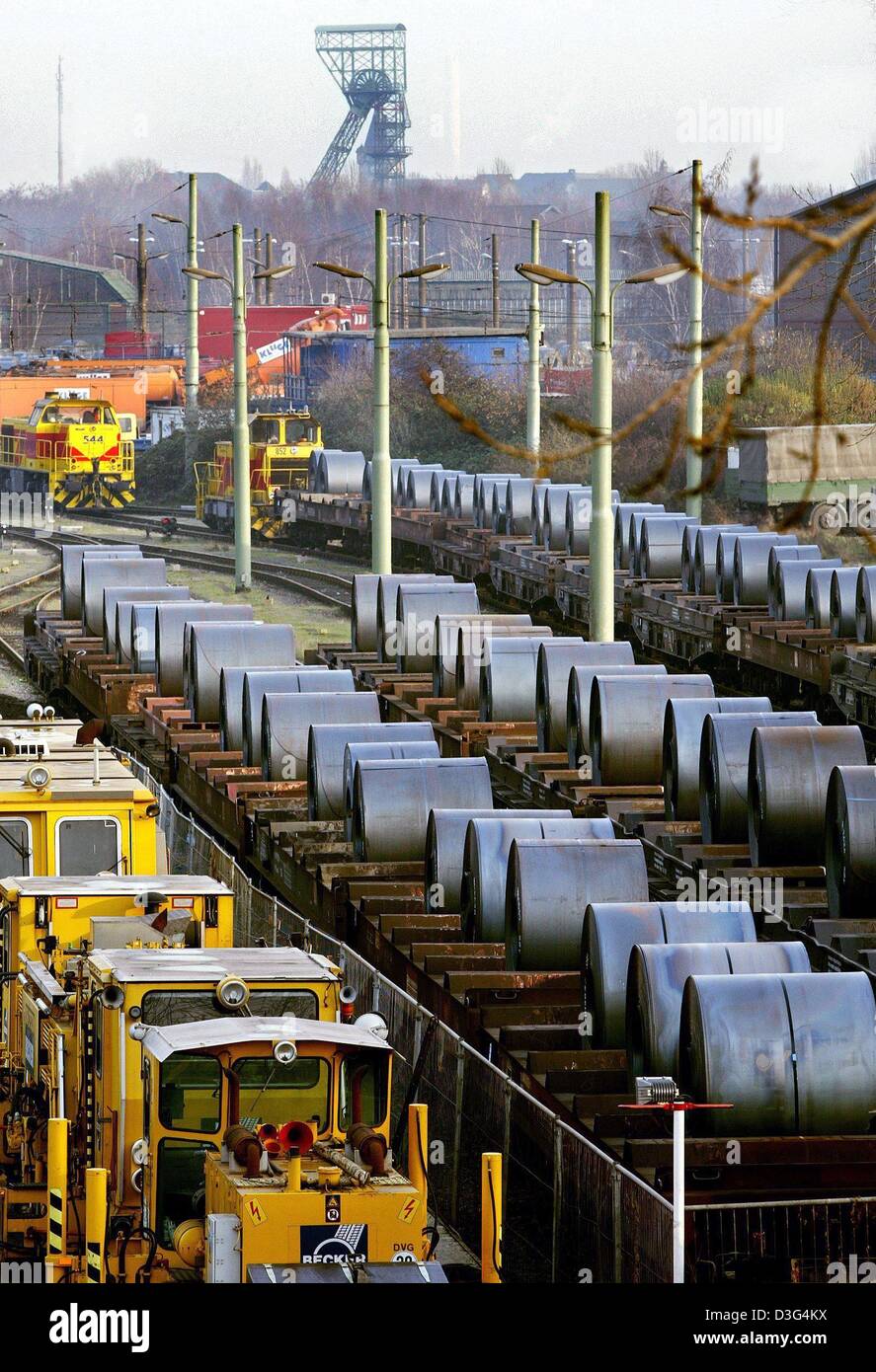 (dpa) - A freight train is loaded with coils of steel panels on the ...