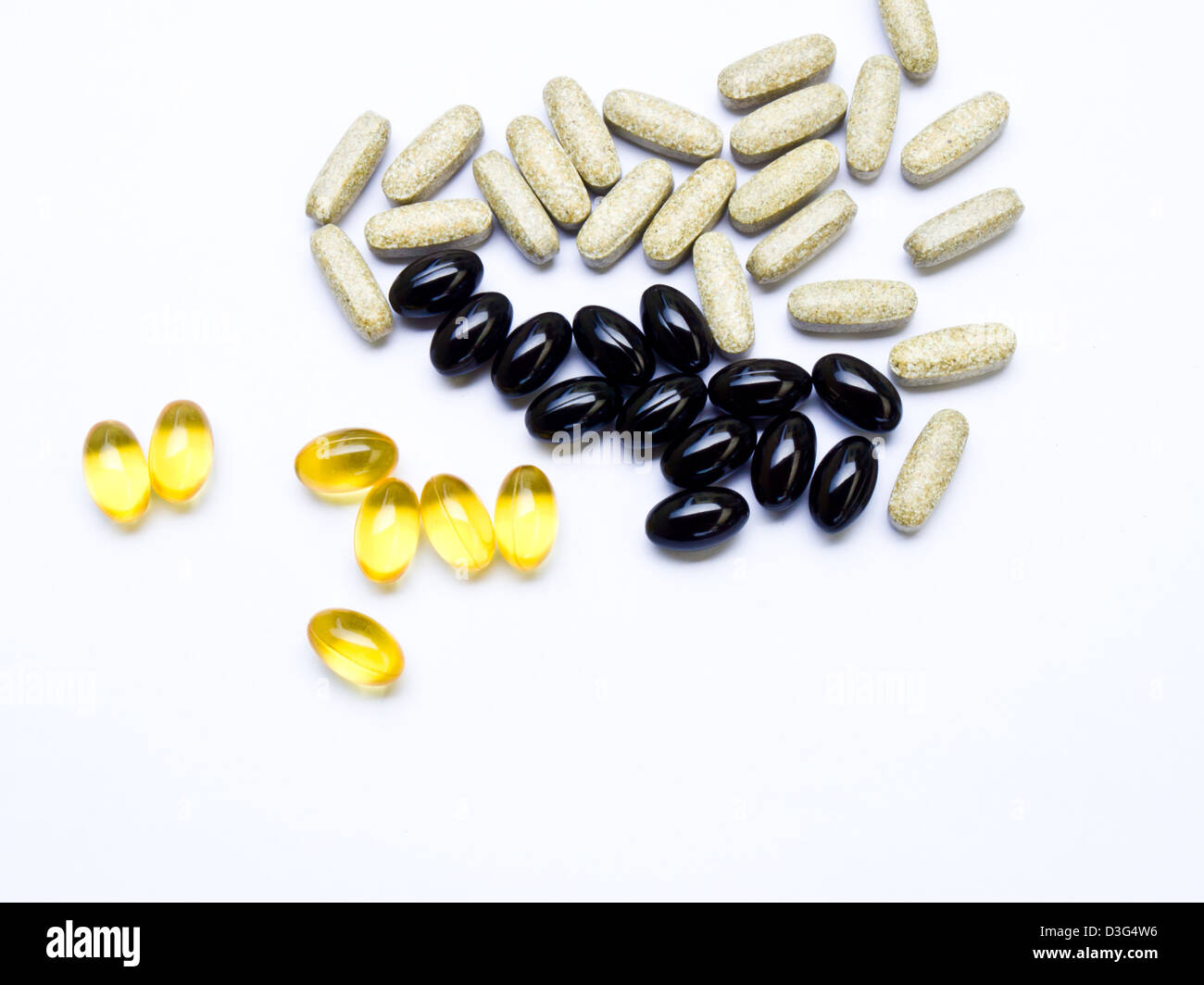 Supplements isolated on white background Stock Photo - Alamy