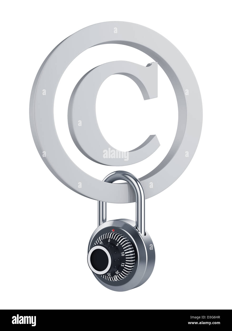 3d illustration of copyright combination lock. Isolated Stock Photo - Alamy