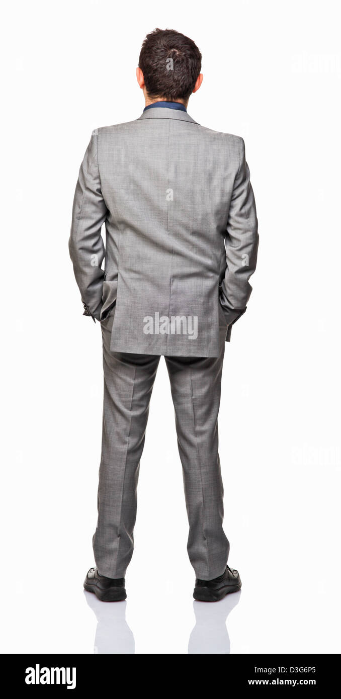 standing man back view on white background Stock Photo - Alamy