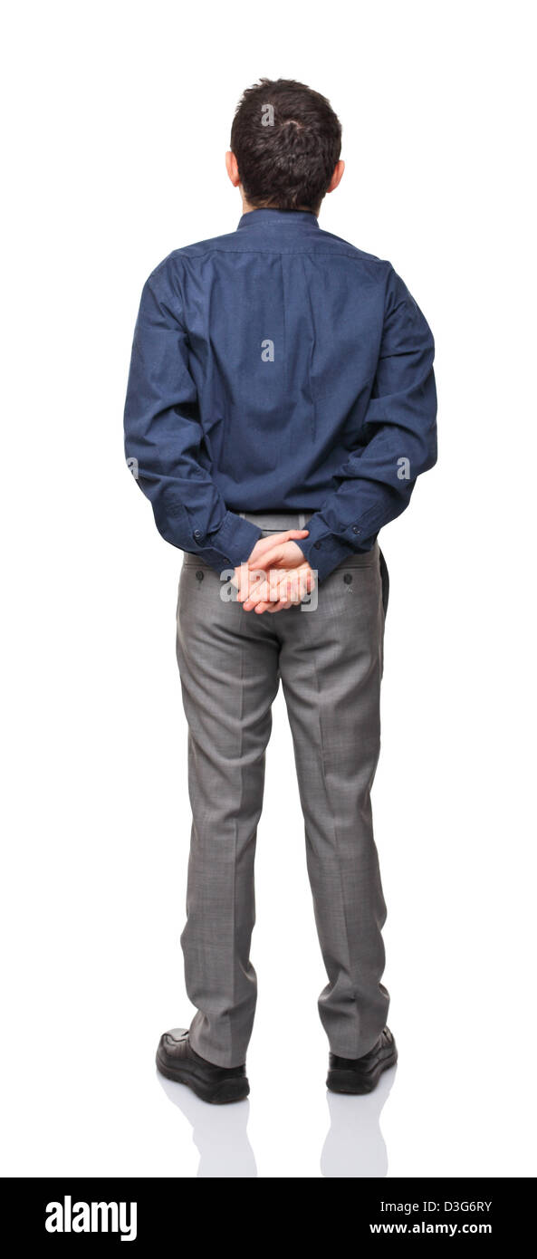 standing man back view on white background Stock Photo - Alamy