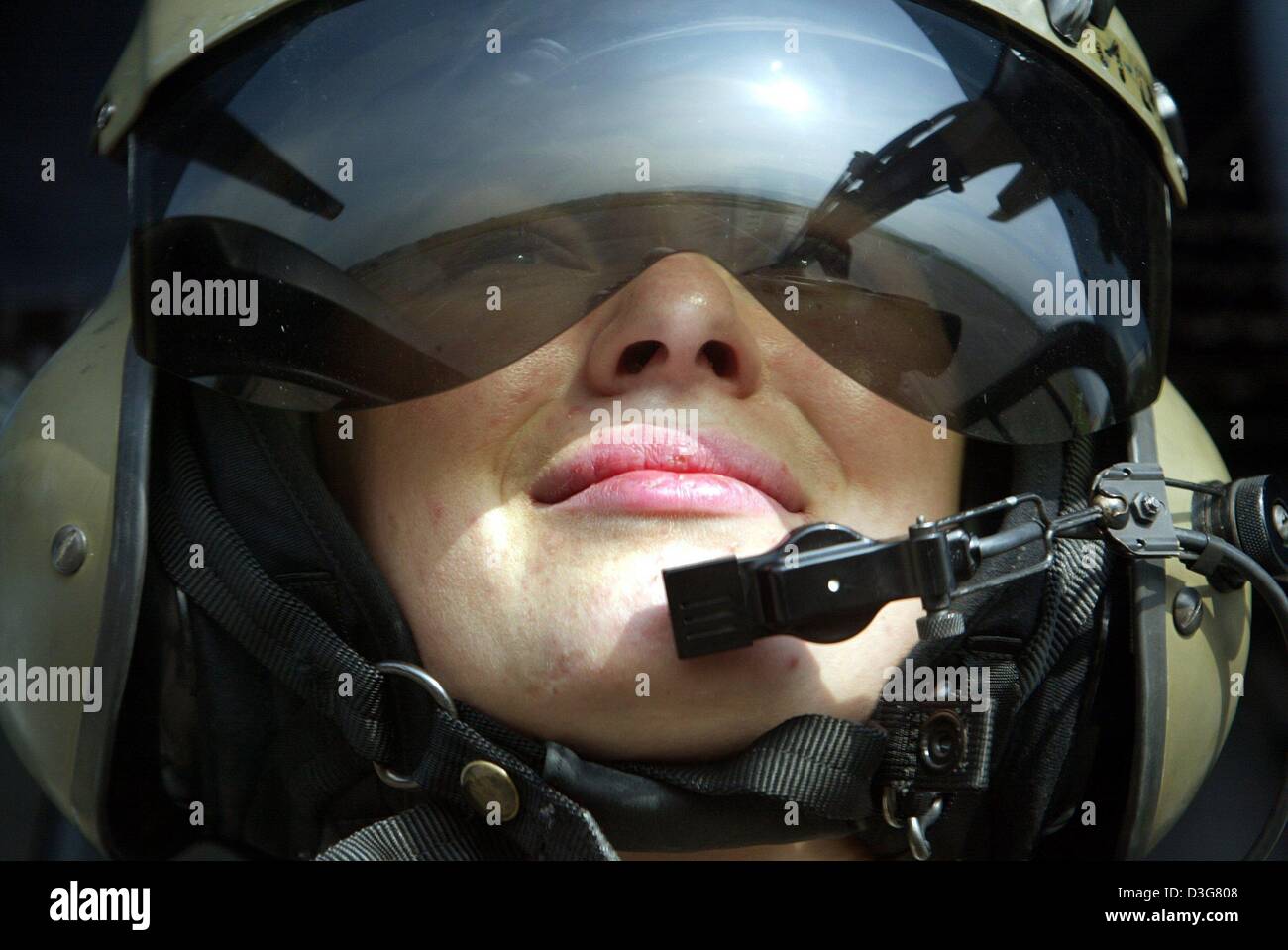 (dpa) - Katrin Dahlitz, the first female helicopter pilot of the ...